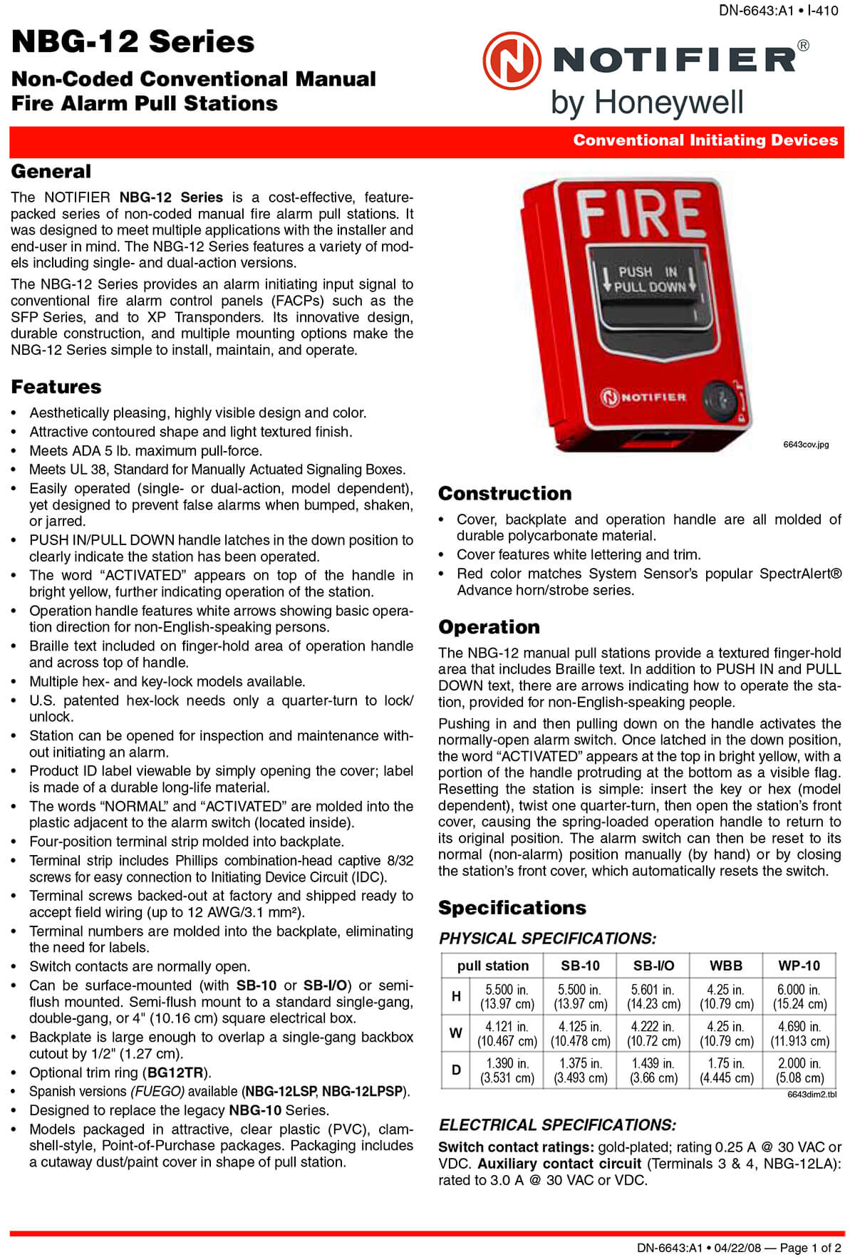 Conventional Manual Pull Stations NBG-12 Series | All Firealarm